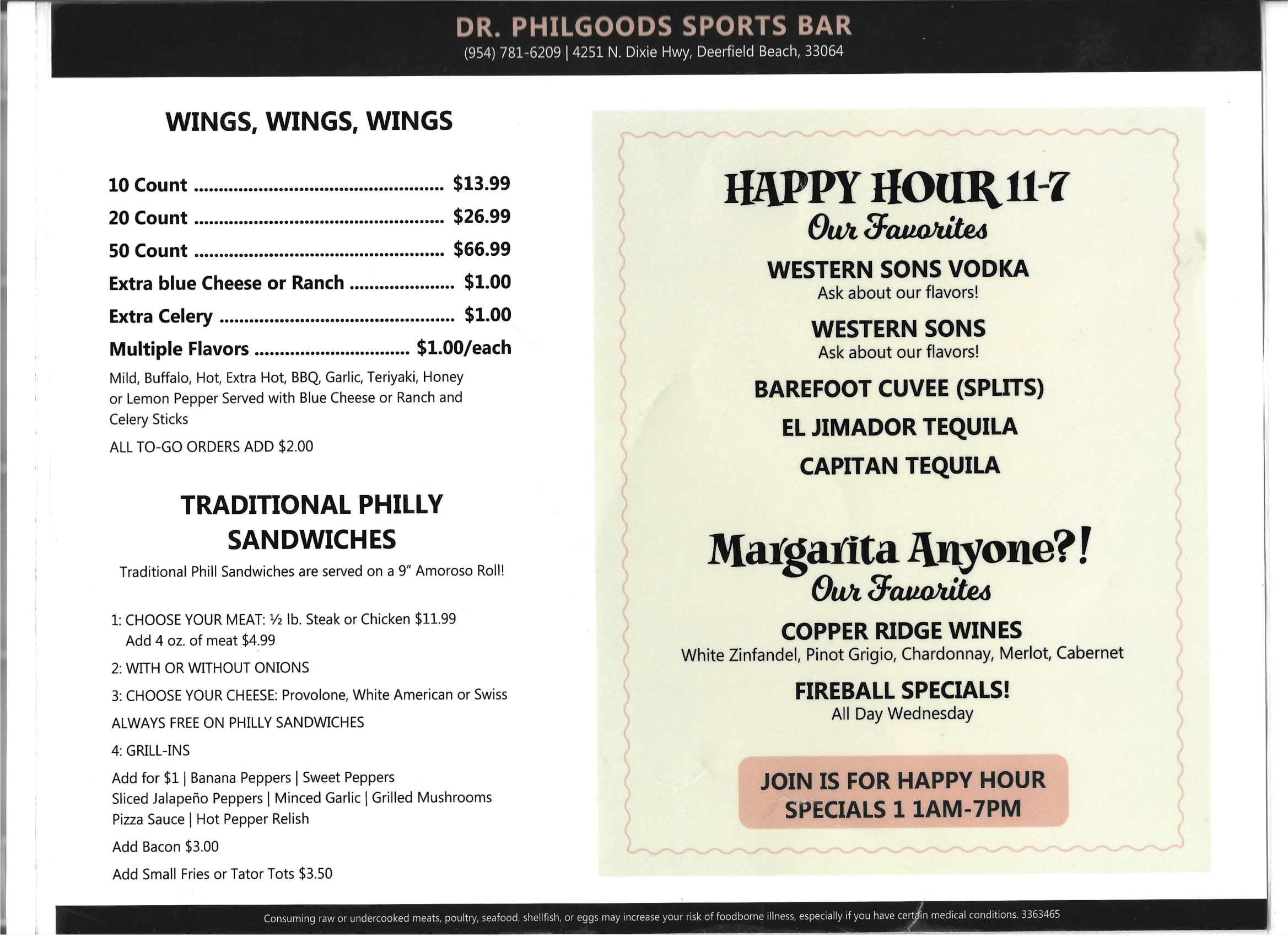 Menu & Drink Specials For Dr.Philgoods – Dr.Philgoods